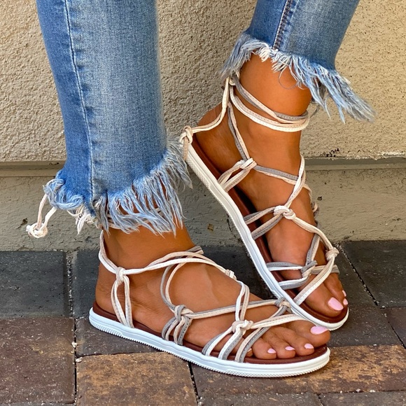 Urban Outfitters | Shoes | Colorblock Knotted Ankle Wraparound Tie ...